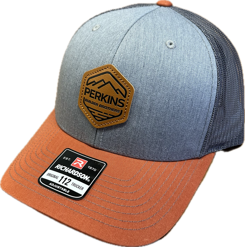 Debossed Faux Leather Patch - Richardson 112 Snapback Trucker Hat - Gr ...