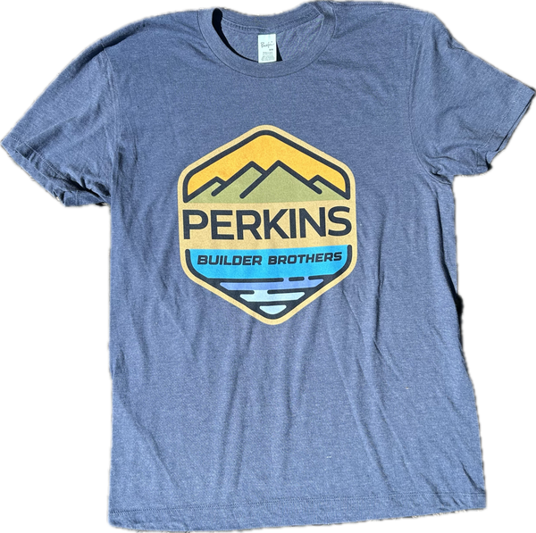 Mens T-Shirt - Midnight Blue - Perkins Builder Brothers Full Color Log